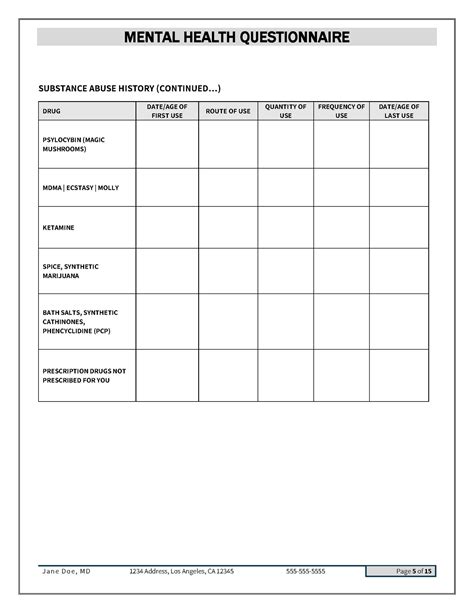 Mental Health Evaluation Form Etsy