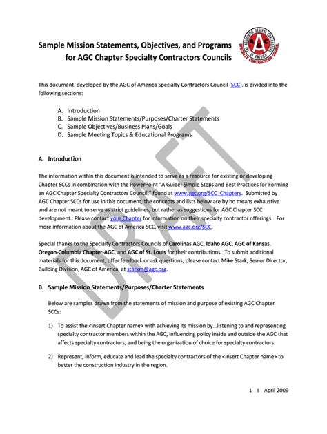 Fillable Online Sample Mission Statements Objectives And Programs Fax