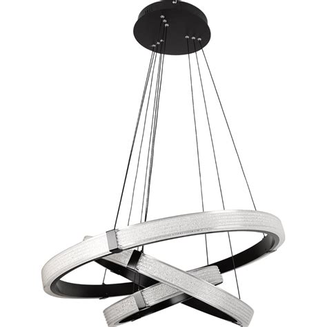 نجف مودرن 3حلقات اسود مع 3اضاءات 225 واط همر