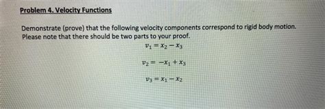 solved problem a velocity functions demonstrate prove