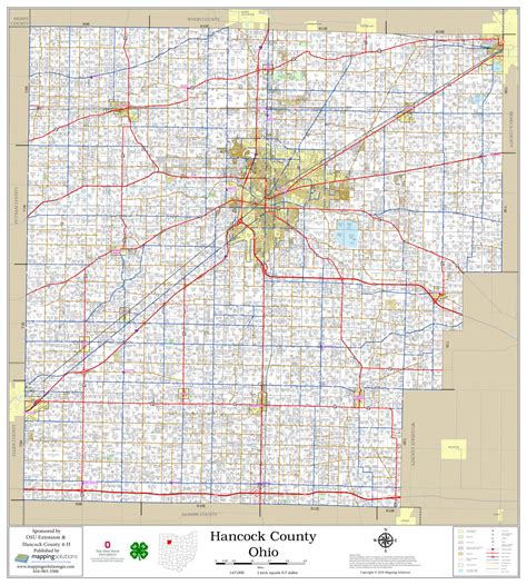 Hancock County Ohio 2020 Wall Map Mapping Solutions