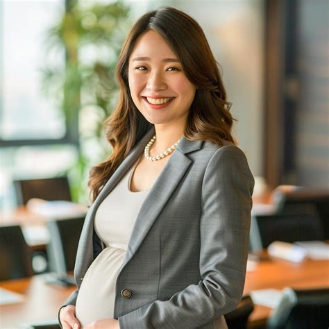 Pregnant Woman Working At The Office Premium Ai Generated Image