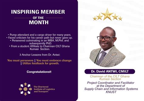Patrick Andoh Fcilt On Linkedin Inspiring Member Of The Month Dr