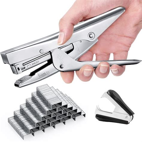 Grapadora Tenaza Heavy Duty Con 1000 Grapas 20 Hojas Gran Capacidad