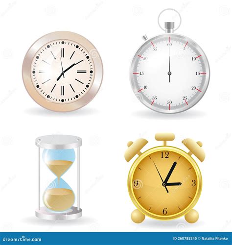 Clock Set Office Digital Timer Stopwatch Alarm Stock Illustration