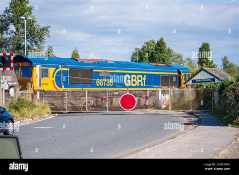 Gb Railfreight Class 66 Heavy Freight Locomotive Crossing A228 At Grain