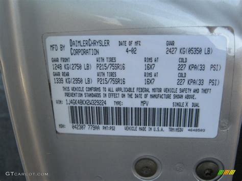 2002 Liberty Color Code Ps2 For Bright Silver Metallic Photo 37264528