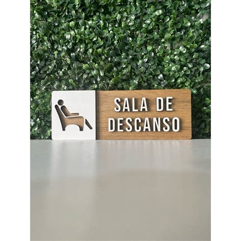 Placa De Sinalização Em Mdf Para Sala De Descanso 25 X 9 Cm Alto