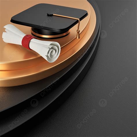 Graduation Hat And Certificate On Golden Stage Background Graduation