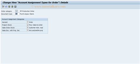 Opjp Sap Tcode Maintenance Acctassgnmtypes For Orders
