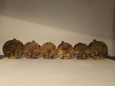 Clock Movement 6 Brass 1850 1900 Lot Of Pendulum Clocks