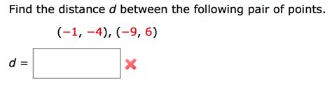 Solved Find The Distance D Between The Following Pair Of Chegg Com