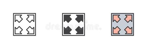 Expand Enlarge Different Style Icon Set Stock Vector Illustration Of
