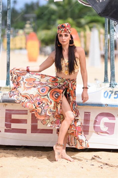 Premium Photo Gorgeous Bikini Girl On A Beach With Gypsy Style Dress