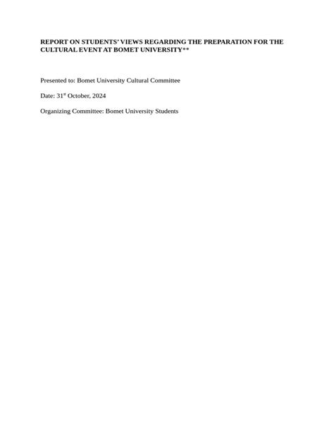 Bomet University Cultural Event Report Pdf