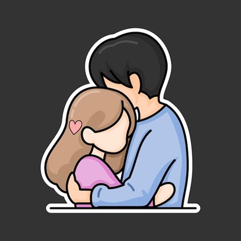 Premium Vector Sticker Of A Couple Hugging