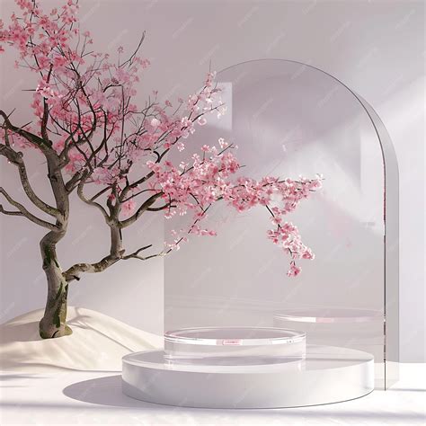 Premium Photo Suspended Cylindrical Plexiglass Podium With Polished Finish Decorative Display