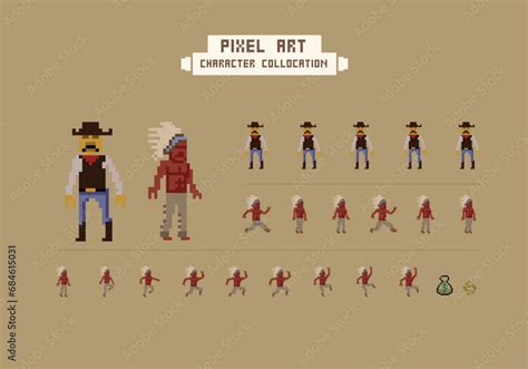 Pixel Art Style Illustration Vector 8 Bit 8 Bit Character Set Retro