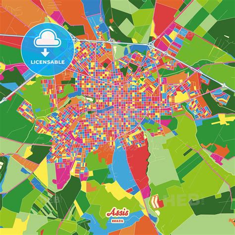 Assis Brazil Crazy Colorful Street Map Poster Template Hebstreits