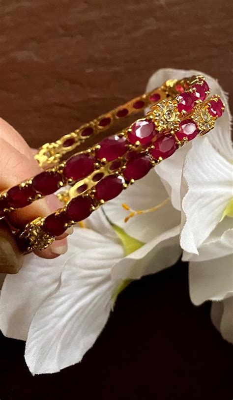 Ruby Bangles Cz Bangles Indian Bangles Diamonds Bangles Ruby Etsy