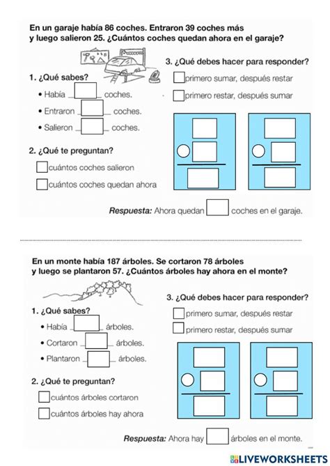 Problemas De 2 Operaciones Worksheet Live Worksheets