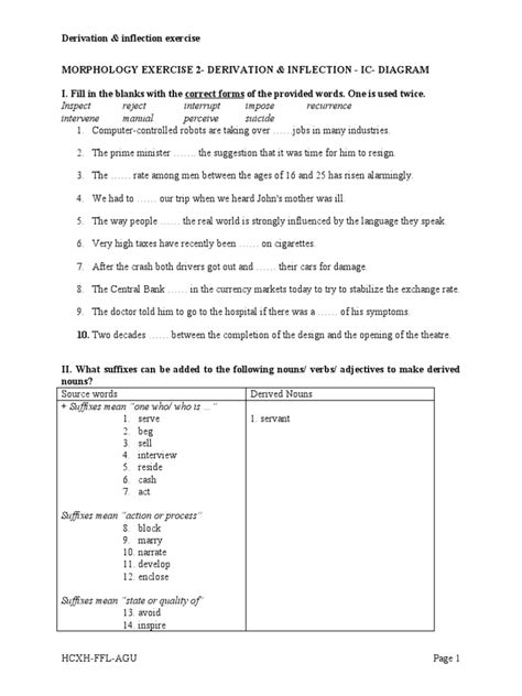 Morphology Exercise 2 Ic Diagram Vhvl Pdf Morphology