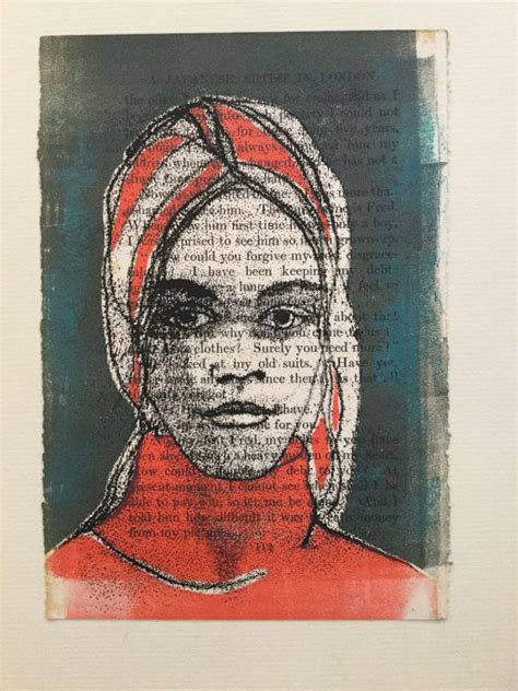 Fashion Model Monoprint On Vintage Book Page Fits An A4 Or 8 By 10