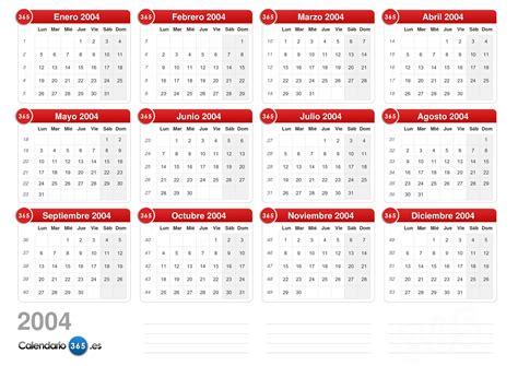 Calendario 2004