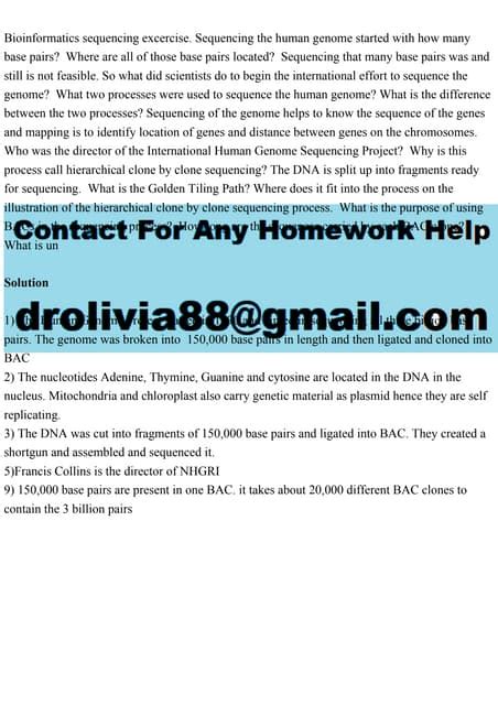 Bioinformatics Sequencing Excercise Sequencing The Human Genome Stapdf