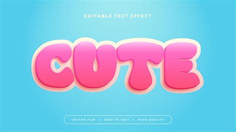 Premium Vector Editable Text Effect Cute Pink Text
