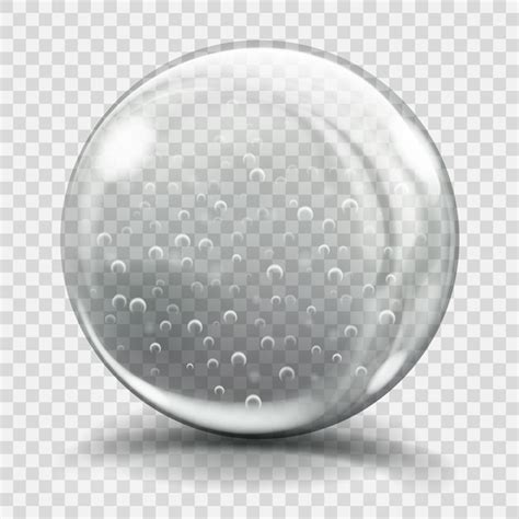 Premium Vector Big Gray Glass Sphere With Air Bubbles Glares And Shadows