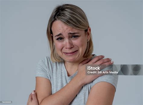 Portrait Of Young Sad Depressed Woman Crying Looking Miserable And