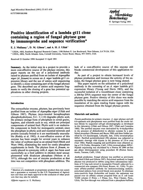 Pdf Positive Identification Of A Lambda Gt11 Clone Containing A