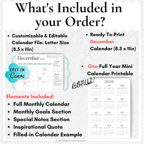 December 2026 Calendar Editable Calendar 2026 Modern December Calendar
