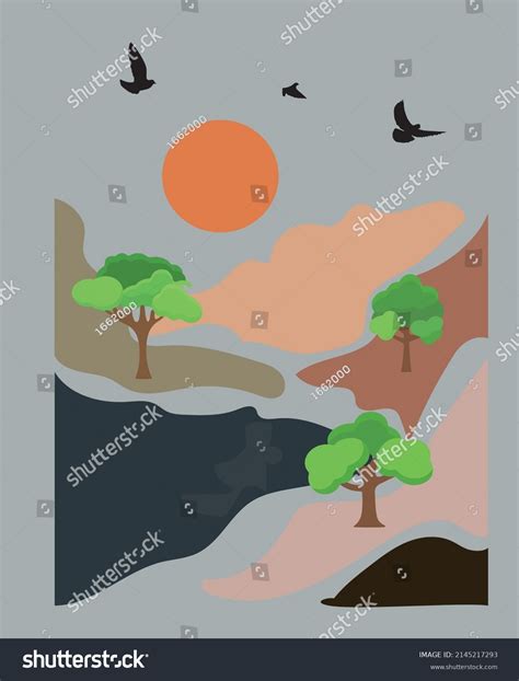 Bird Tree Vector Illustration Plant Art Stock Vector Royalty Free