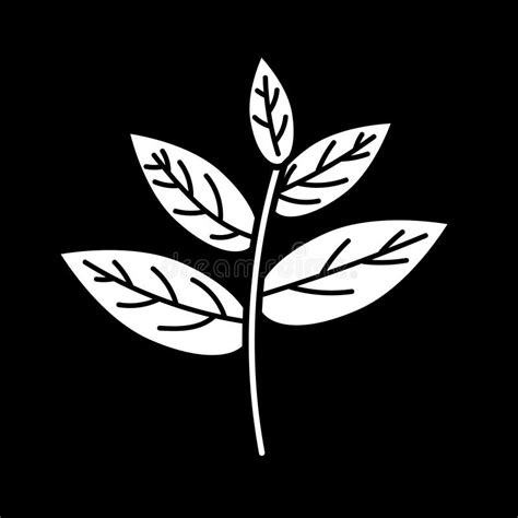 Tea Leaf Vector Illustration Tea Leaves Clip Art White On Black Background Stock Vector