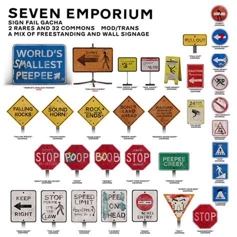 Second Life Marketplace 7 Road Ends Sign Rez Me