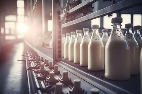 Premium Ai Image Milk Production In A Factory Neural Network Ai Generated