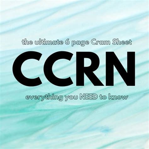 Ccrn Exam Cram Sheet Cheat Sheet Printable Review Aacn Critical Care