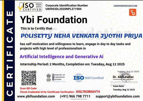 Artificialintelligence Generativeai Internship Ybifoundation Ai