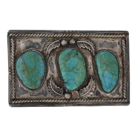 Vintage Navajo Nevada Turquoise Belt Buckle Auction