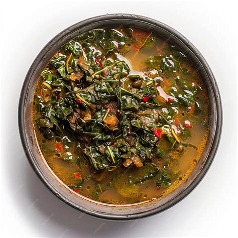 Delicious Afang Soup Isolated On White Background Premium Ai