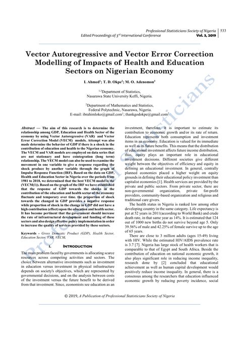 Pdf Vector Autoregressive And Vector Error Correction Modelling Of