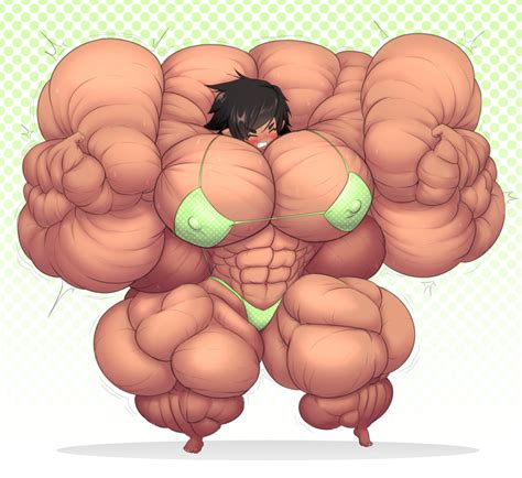 Rule 34 Abs Black Hair Blush Blushing Breasts Bigger Than Head Extreme Muscles Flexing Muscles