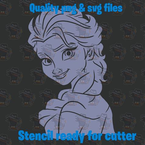 Elsa Paint Stencil Image For Machine Cut Png Svg Etsy Australia