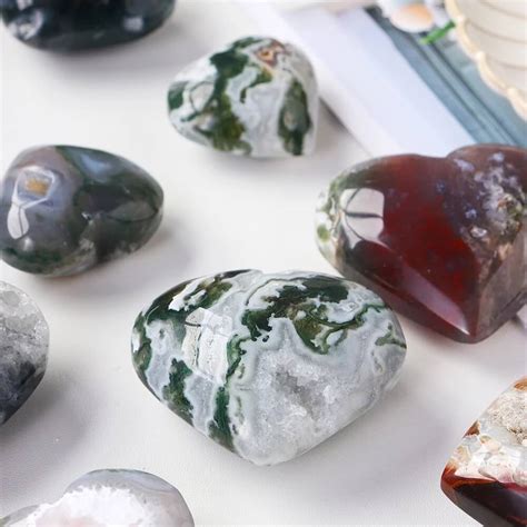 Moss Agate Heart • The Green Crystal
