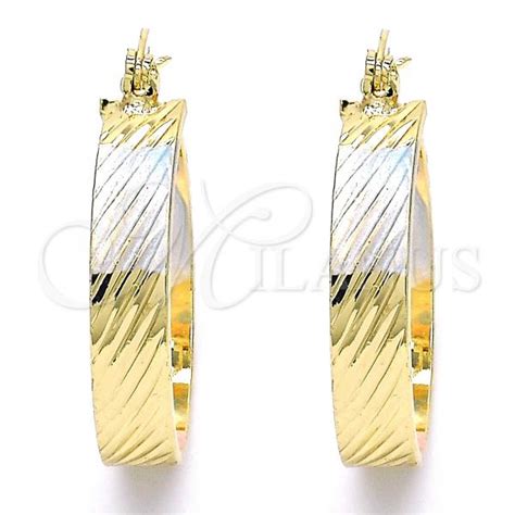 Oro Laminado Medium Hoop Gold Filled Style Diamond Cutting Finish