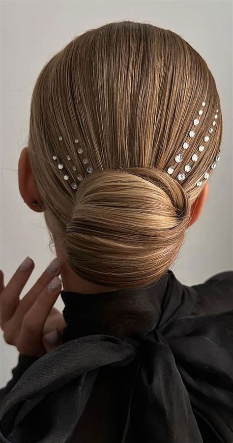 50 Updo Hairstyles Thatre So Stylish Sleek Low Bun With Rhinestones
