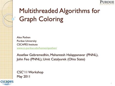 Ppt Multithreaded Algorithms For Graph Coloring Powerpoint