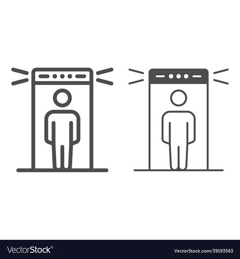 Passenger At Metal Detection Portal Line And Solid